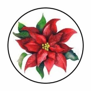 48 pcs christmas poinsettia​​​​​​​​​​​​​​​​​​​​​​​​​​ stickers envelope seals labels round tags, stamps sticker for gift cards, envelopes, boxes for holiday, birthday, christmas