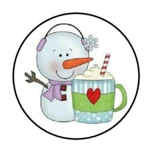 48 pcs christmas snowman hot chocolate​​​​​​​​​​​​​​​​​​​​​​​​ stickers envelope seals labels round tags, stamps sticker for gift cards, envelopes, boxes for holiday, birthday, christmas