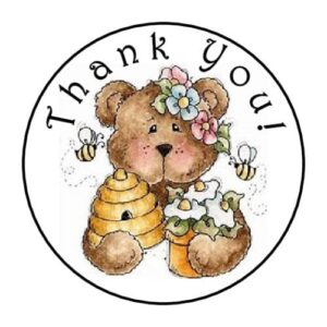 30 pcs thank you bear bee flowers favor​​​​​​​​​​​​​​​​​​​ stickers envelope seals labels round tags, stamps sticker for gift cards, envelopes, boxes for holiday, birthday, christmas