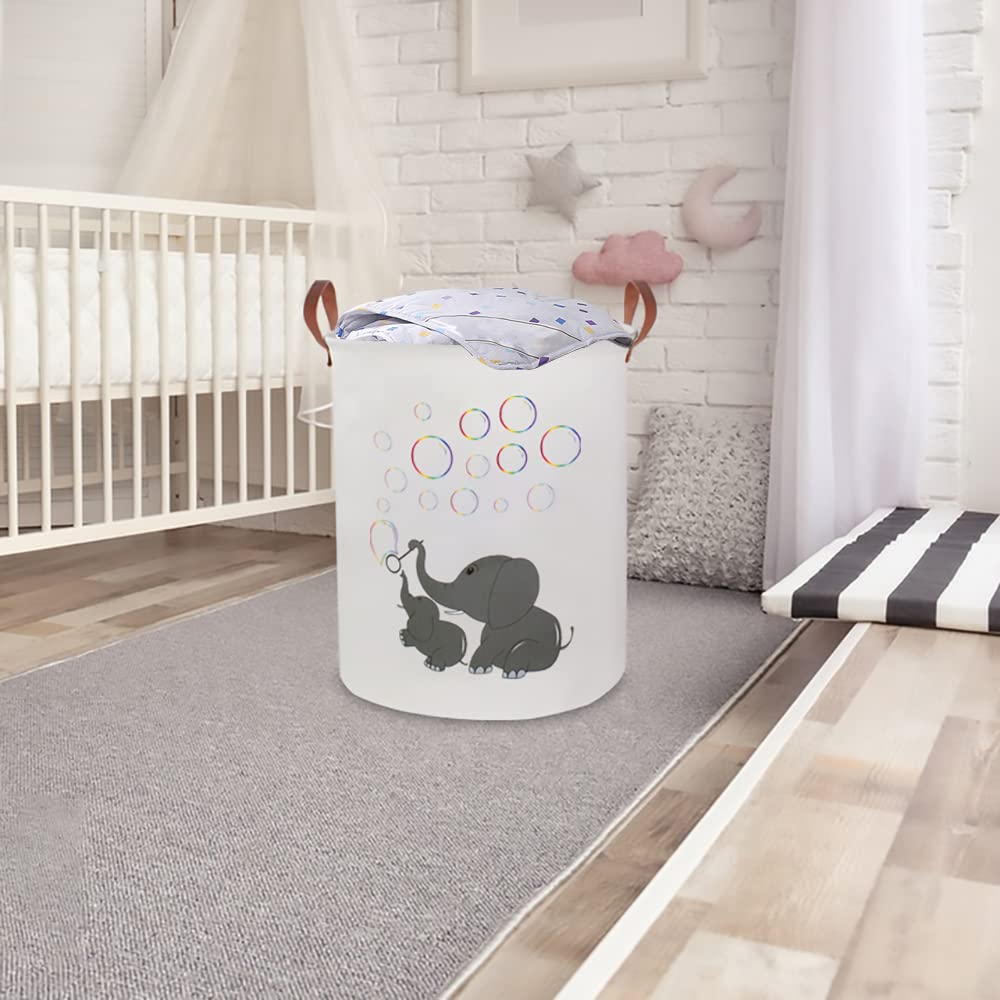 CLOCOR Elephant Laundry Basket,Baby Nursery Hamper for Boys and Girls,Kids Toys Bin for Bedroom,Gift Basket（Baby Hamper