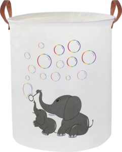 clocor elephant laundry basket,baby nursery hamper for boys and girls,kids toys bin for bedroom,gift basket（baby hamper