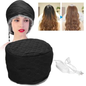 Heat Cap For Deep Conditioning, Adjustable Care Heating Steamer Cap Soft Bonnet Hooded Reusable Shower Portable Thermal Hat Steaming Haircare Therapy for Natural Hair Styling Spa Portable Home Use