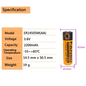 STEPMAX 10 Pack ER14505M 3.6V Lithium Battery 2200mAh ER14505 LS14500 Non-Rechargeable Battery