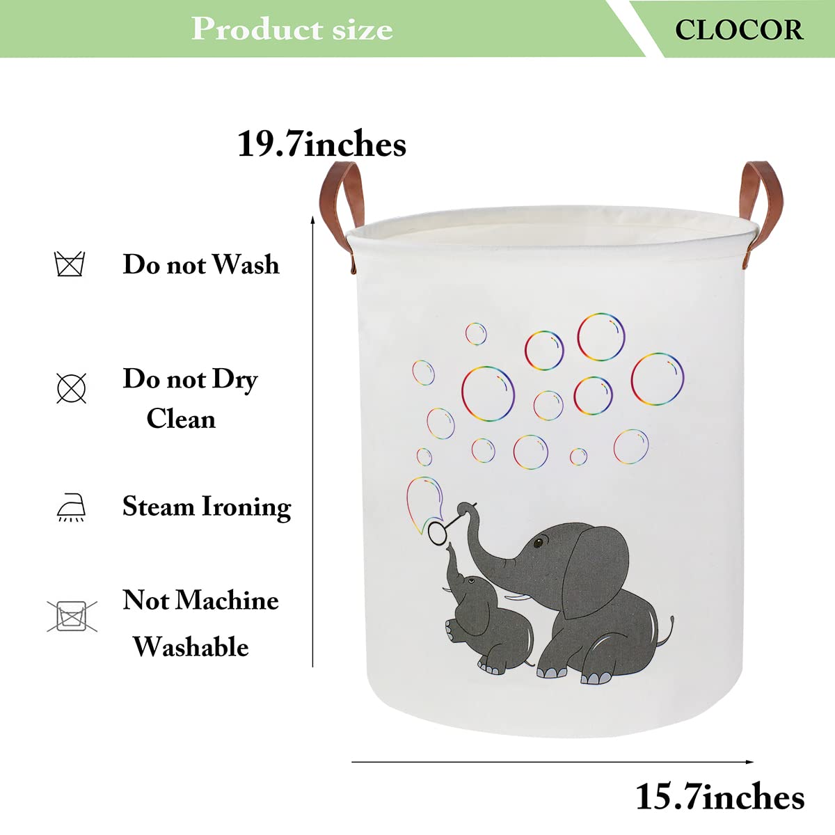 CLOCOR Elephant Laundry Basket,Baby Nursery Hamper for Boys and Girls,Kids Toys Bin for Bedroom,Gift Basket（Baby Hamper