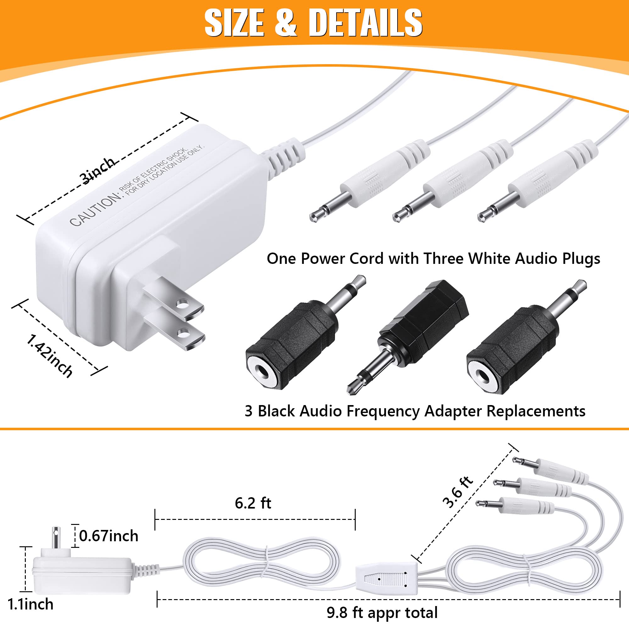 Sumind 2 Pack AC DC Power Adapter Compatible with Department 56 Village Accessories, 3V Power Cord, 3 Black Selectable Plugs for Christmas Halloween Village House Lantern Street Lamp Accessories