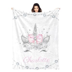 personalized floral unicorn blanket for girls custom baby blanket with name personalized baby girl gifts soft nursery blanket for receiving shower - 30x40in