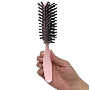 styling gear detangling hair brush nylon bristles 7 row teasing womens brush for thick hair small travel hairbrush brush for hair 1 pcs. (light pink)