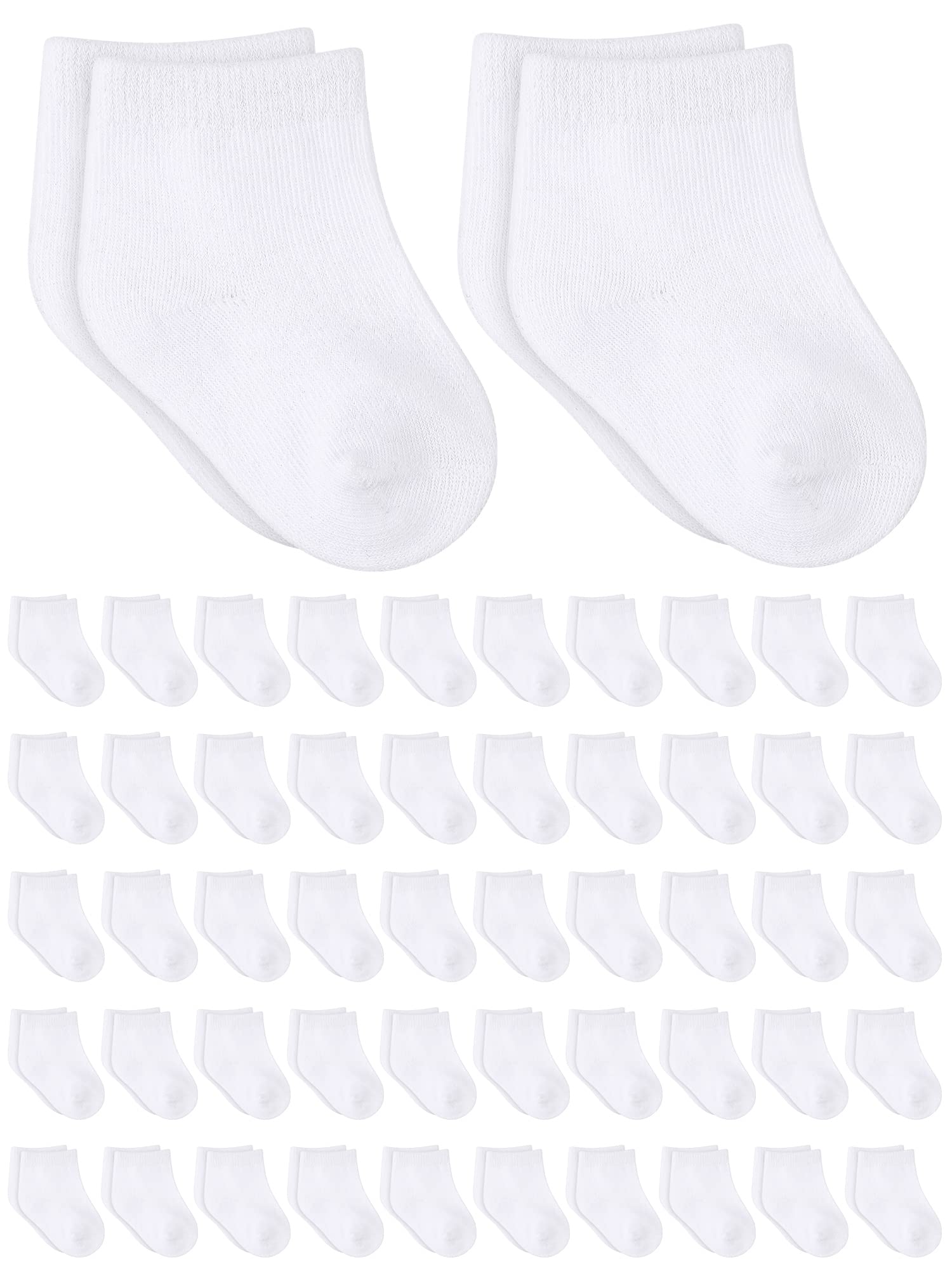 Jecery 50 Pairs Baby Cotton Socks Bulk Newborn Ankle Socks Unisex Baby Socks Stretch Socks for Baby Boys Girls,0-6 Months