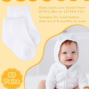 Jecery 50 Pairs Baby Cotton Socks Bulk Newborn Ankle Socks Unisex Baby Socks Stretch Socks for Baby Boys Girls,0-6 Months