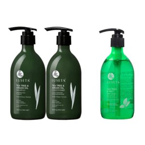 luseta tea tree shampoo & conditioner set 16.9oz each and tea tretea tree oil body wash with mint 16.9oz