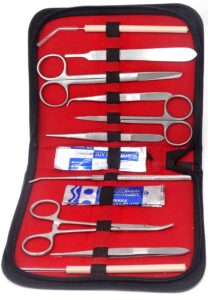 21pc advanced training kit- high grade stainless steel needle holder scissors hemostat tweezers all in one set + carrying case, perfect for anatomy, veterinary & medical students - by a2zscilab