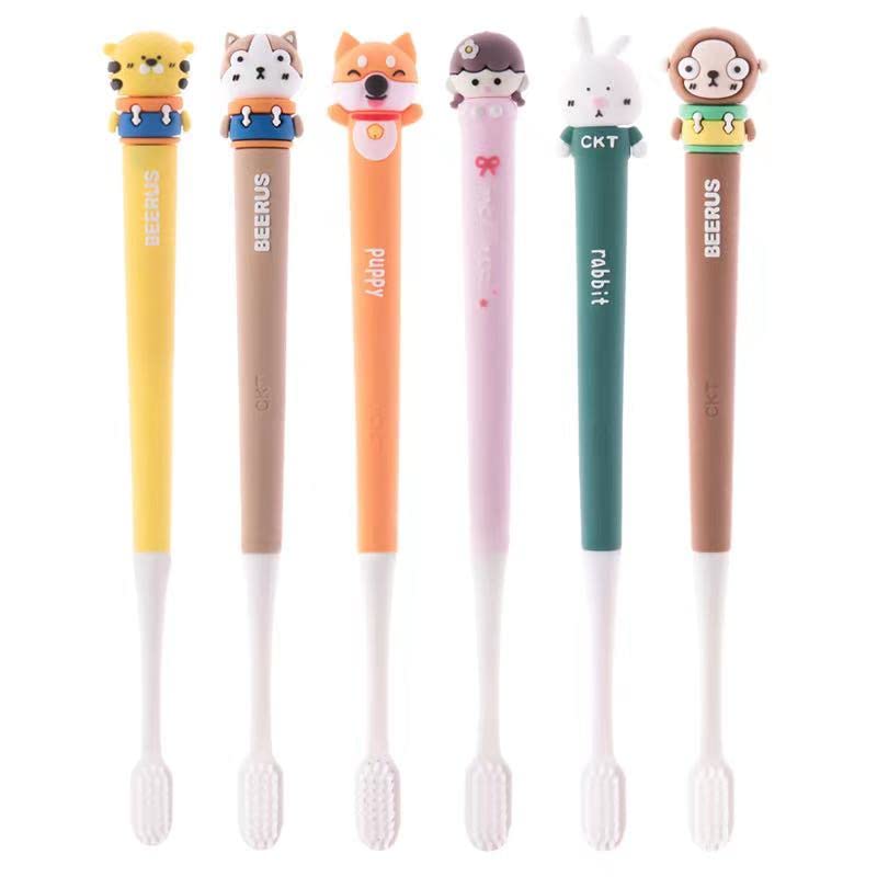 6 Packs Children's toothbrushes Super Soft Cute Animal Children's toothbrushes, Animal Companion Brushing, Boys and Girls Toddler toothbrushes - Suitable for Ages 6 and up