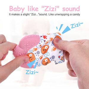 2Pack Silicone Teething Mitt, Soothing Infant Teething Mitten Pain Relief, Prevent Scratches Glove, Safe Silicone Teething Toys for 0-12 Months