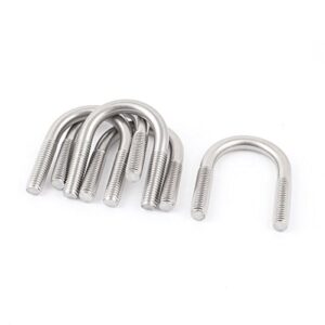 qtqgoitem 5 pcs silver tone 304 stainlesss steel round bend u bolt 8mm x 27mm (model: 3ae 03f b6b a49 155)