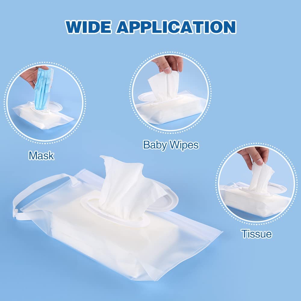 baixikly 2 Pcs Baby Wipes Dispenser Reusable Wipes Pouch, Baby Wipe Holder Containers Transparent Wipe Carrying Pouches Cases for Travel Outdoor Use