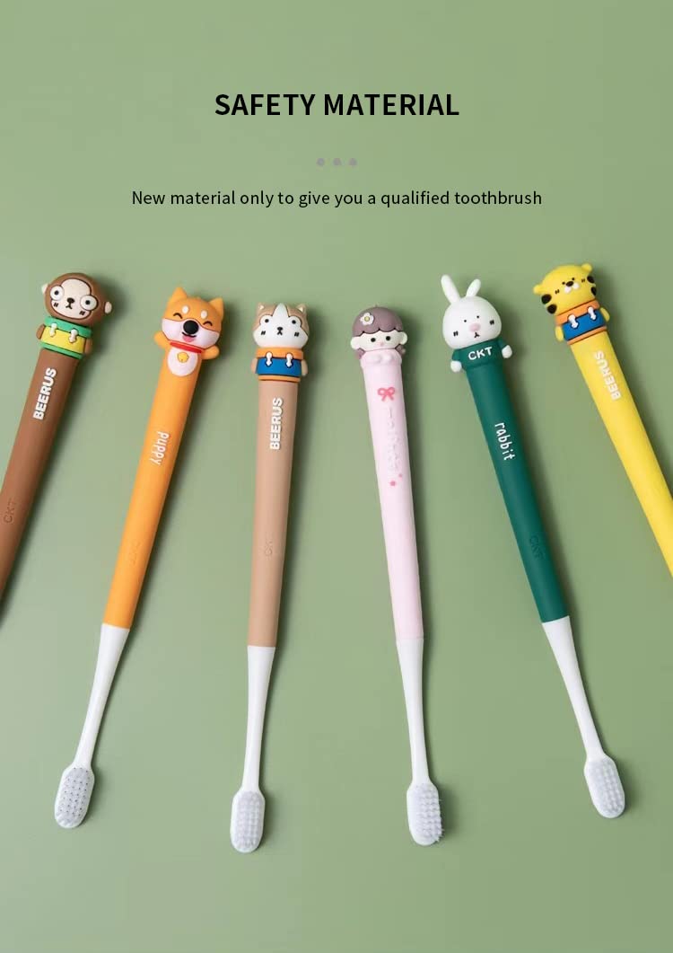 6 Packs Children's toothbrushes Super Soft Cute Animal Children's toothbrushes, Animal Companion Brushing, Boys and Girls Toddler toothbrushes - Suitable for Ages 6 and up