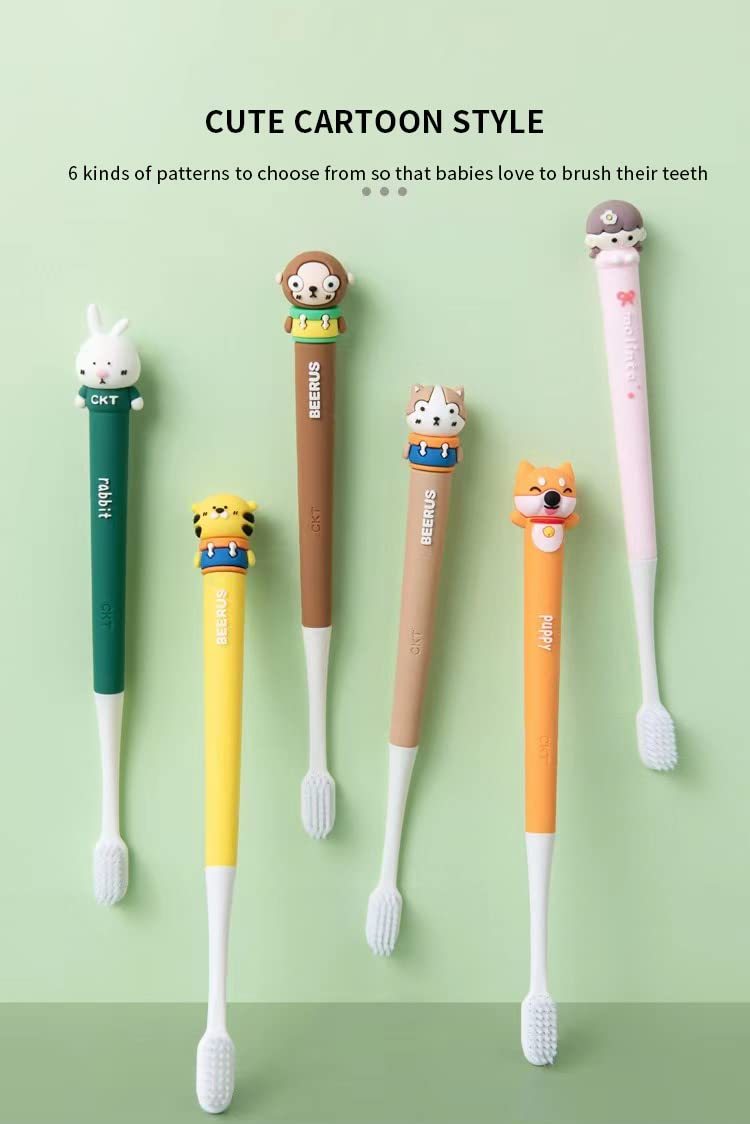 6 Packs Children's toothbrushes Super Soft Cute Animal Children's toothbrushes, Animal Companion Brushing, Boys and Girls Toddler toothbrushes - Suitable for Ages 6 and up