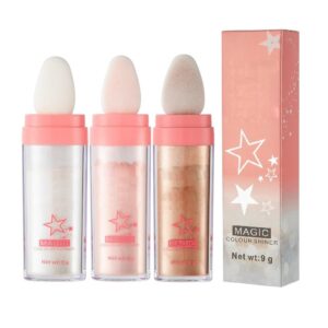 3 color glitter powder highlighter makeup,body brightens the natural three-dimensional face blusher patting glitter powder highlighter makeup (01# 02#03#)