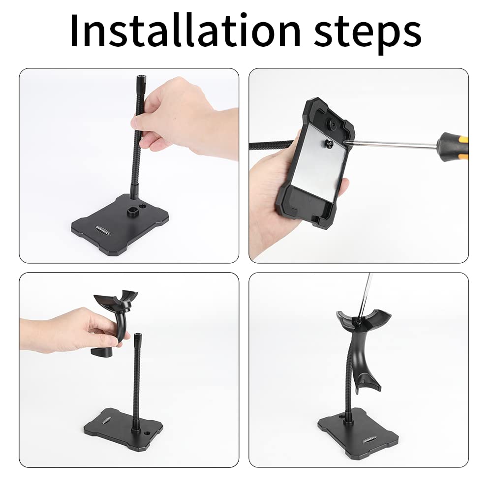 UNIDEEPLY Goose Neck Hands Free Adjustable Barcode Scanner Stand for Bar Code Readers Gun Desk Support Holder Mount Only