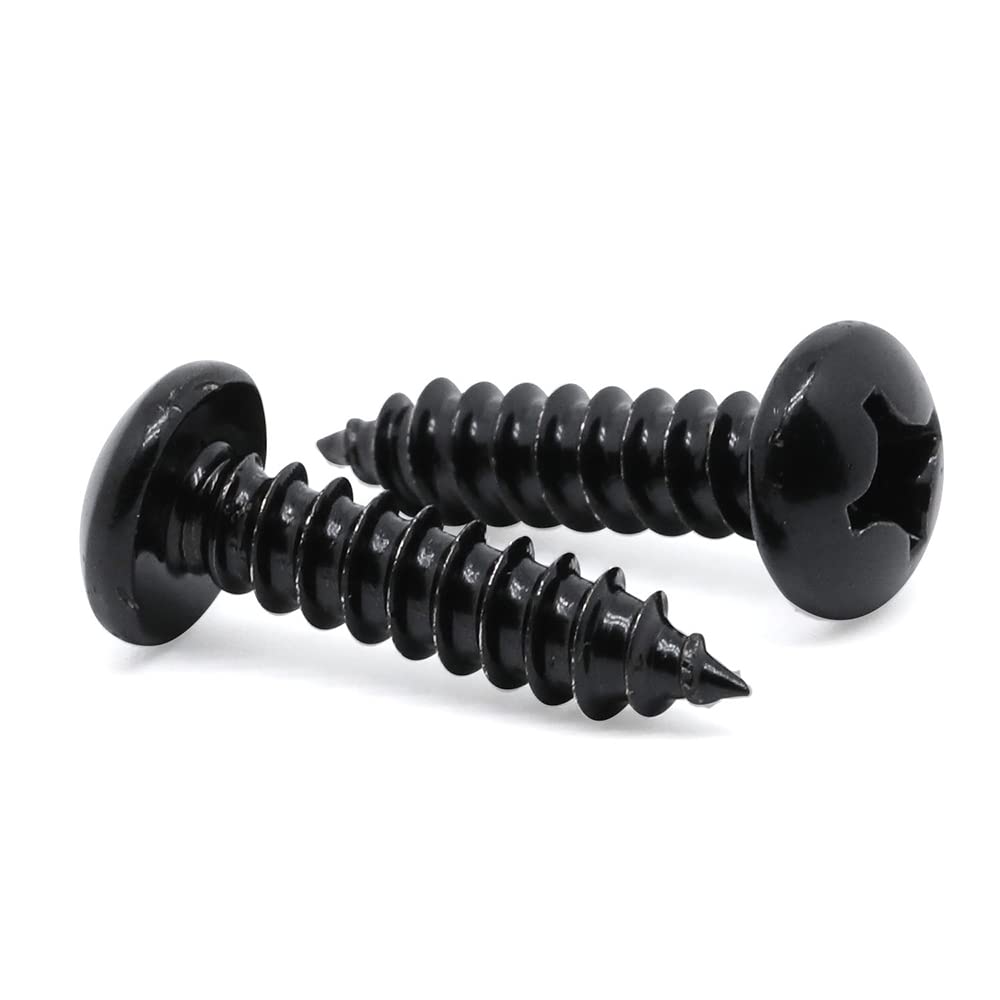 #12 x 3/4" Pan Head Self Tapping Screws Sheet Metal Wood Screws, Black Oxide, 304 Stainless Steel 18-8, 50 PCS