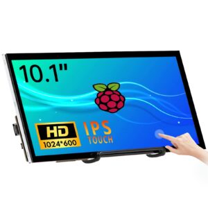 hamtysan 10.1'' raspberry pi screen touchscreen monitor 1024×600 hdmi computer monitor fhd ips lcd laptop monitor for raspberry pi 4/3/2/zero/b/b+ jetson nano win11/10/8/7, driver free