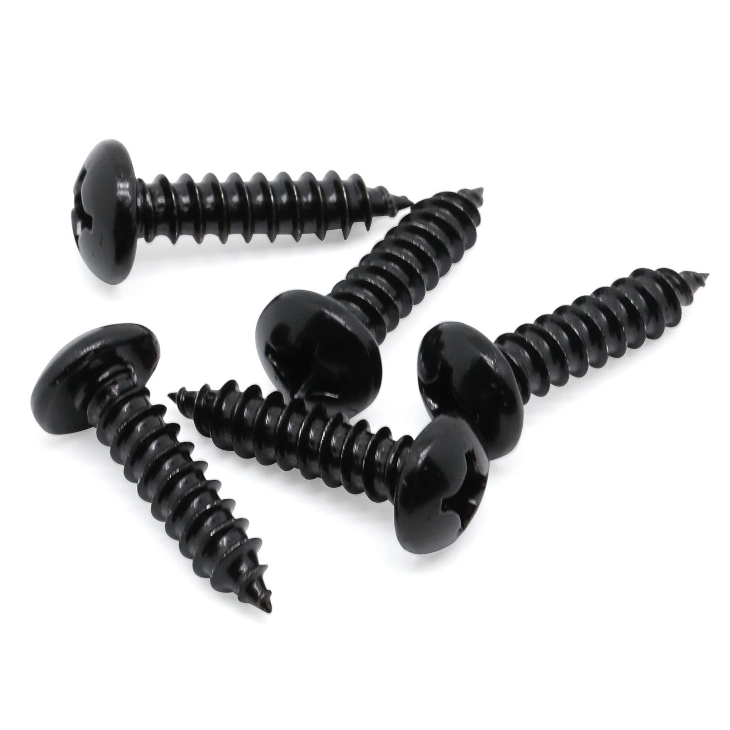 #12 x 3/4" Pan Head Self Tapping Screws Sheet Metal Wood Screws, Black Oxide, 304 Stainless Steel 18-8, 50 PCS