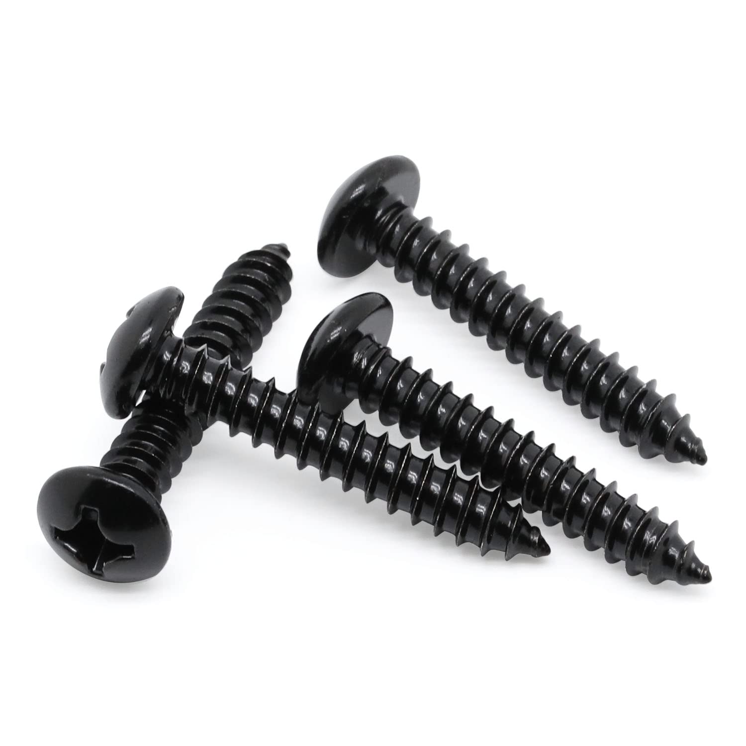 #12 x 3/4" Pan Head Self Tapping Screws Sheet Metal Wood Screws, Black Oxide, 304 Stainless Steel 18-8, 50 PCS