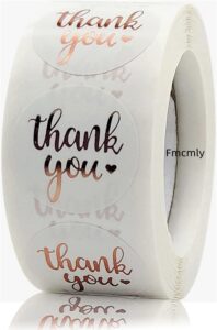 fmcmly 1 inch thank you stickers roll, 500 pcs thank you stickers lables for baking packaging,small business,envelope seals,birthday,wedding,party gift wrap bag,online retailers boutiques shops