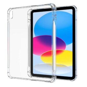 sffine clear case for new ipad 10th generation 10.9-inch 2022,slim soft flexible lightweight tpu gel silicone case cover skin with pencil holder for ipad 10.9" 10th gen 2022 (transparent)