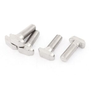 qtqgoitem m8 thread t-slot drop-in stud sliding screw bolt silver tone 5pcs (model: 60e b75 5dd 0a6 93c)