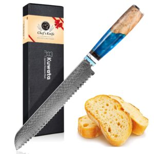 bread knife, damascus multifunction serrated knife, professional japanese vg10 damascus steel bread knife,serrated cake knife bread cutter for homemade crusty bread