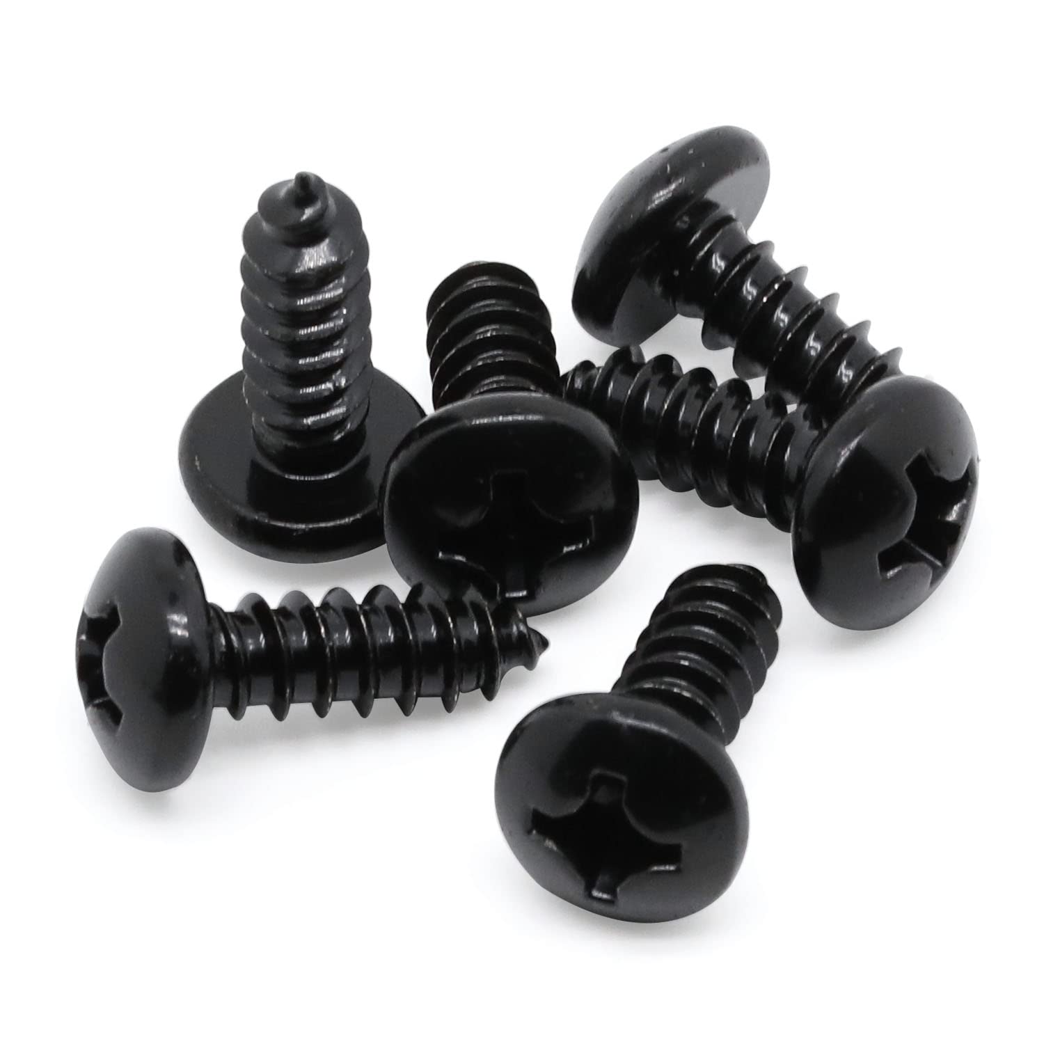 #12 x 3/4" Pan Head Self Tapping Screws Sheet Metal Wood Screws, Black Oxide, 304 Stainless Steel 18-8, 50 PCS