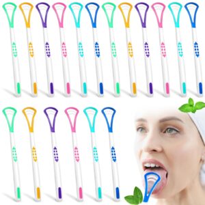 yinkin 18 pcs tongue scraper for adults, tongue scraper cleaner, colorful tongue cleaner, oral care scrapers plastic tongue brush for reducing bad breath adults healthy oral care tools easy to use