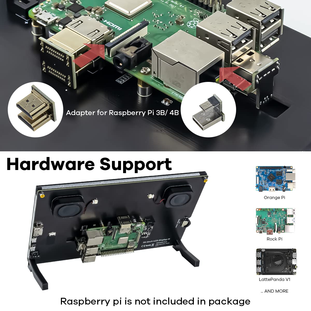 Hosyond 10.1" IPS LCD Capacitive Touch Screen HDMI Display Portable Monitor 1024X600 Built-in Dual Speakers for Raspberry Pi 5/4/3 Xbox PS4 Windows 7/8/10