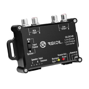 recoil locd active 2-channel line output converter line driver 2-in-1, 10v line output signal with auto sense remote turn-on