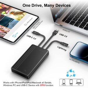 ySky 2TB External Hard Drive for iPhone & iPad,MacBook,Windows Computer,USB C Android Phones:Photo Stick USB Flash Drive to Backup Photo| Video | Music| File(MFi Certified)