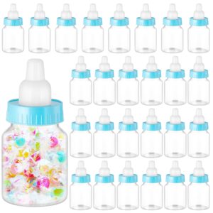 tessco 72 pcs 3.5 inch baby bottle shower favor mini plastic candy bottle clear plastic baby bottles for baby shower mini baby bottle feeding bottle candy box for baby shower supplies gift (blue)