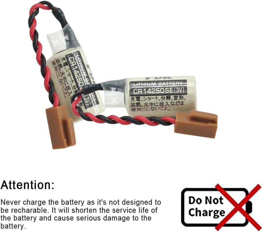 EVA(12-Pack) CR14250SE 3V 1800mAh Lithium Battery Replacement for Sanyo FDK 1/2AA PLC Battery 1747-BA Backup Power Supply with Brown Plug