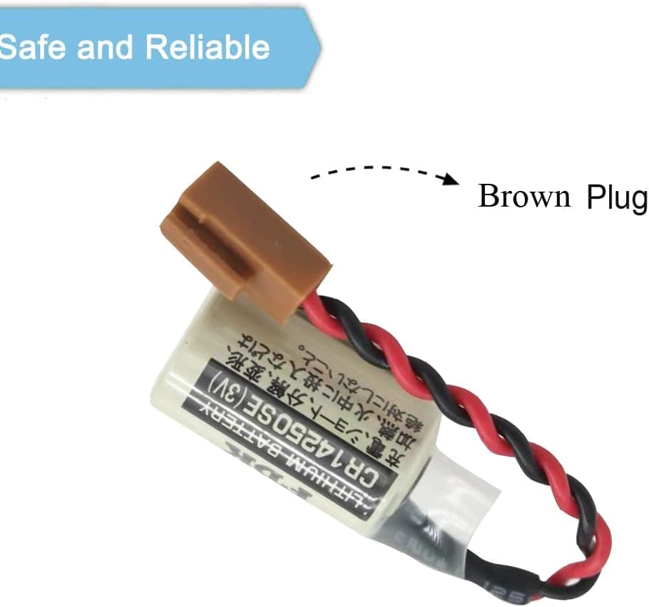 EVA(12-Pack) CR14250SE 3V 1800mAh Lithium Battery Replacement for Sanyo FDK 1/2AA PLC Battery 1747-BA Backup Power Supply with Brown Plug