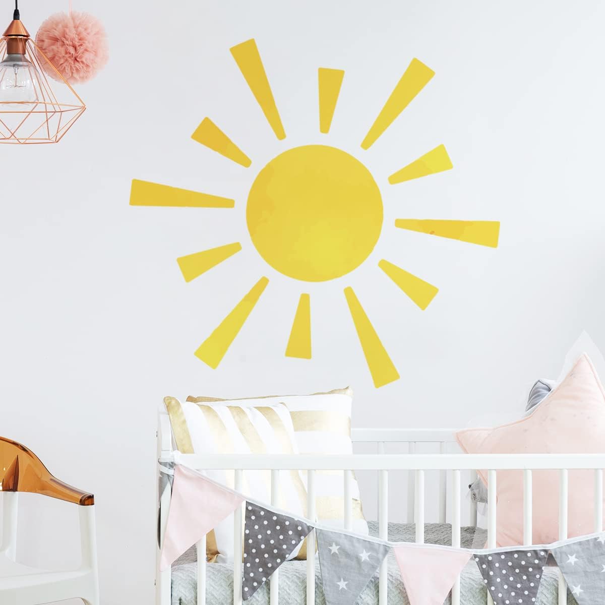 39.3x35 Inch Boho Sun Wall Decals Removable Sunshine Wall Sticker Vinyl Peel and Stick Sun Decals Wall Art for Girls Kids Bedroom Nursery Playroom Decor