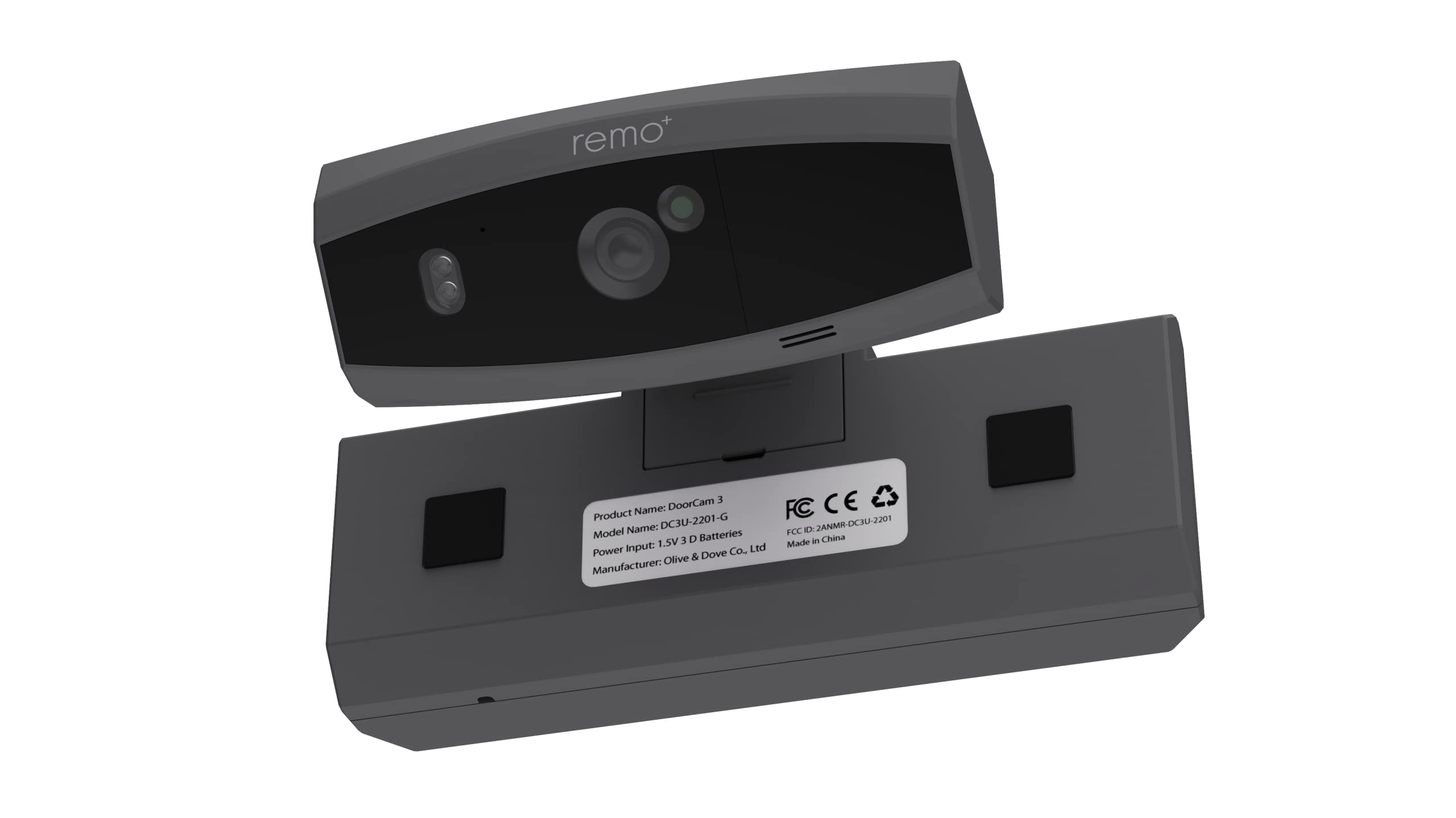 Remo+ DoorCam 3 Over-The-Door Wireless Security Camera System with No Subscription 3-Day Rolling Video Storage, 1080p HD Video, Night Vision, 2-Way Talk, AI with Human Detection & Alexa Compatibility