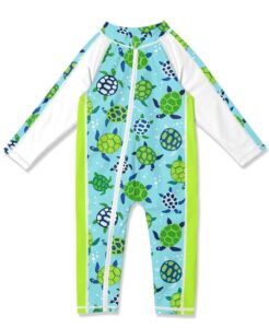 besserbay baby girls cute tortoise blue swimwear one piece uv protection rashguard 6-12 months