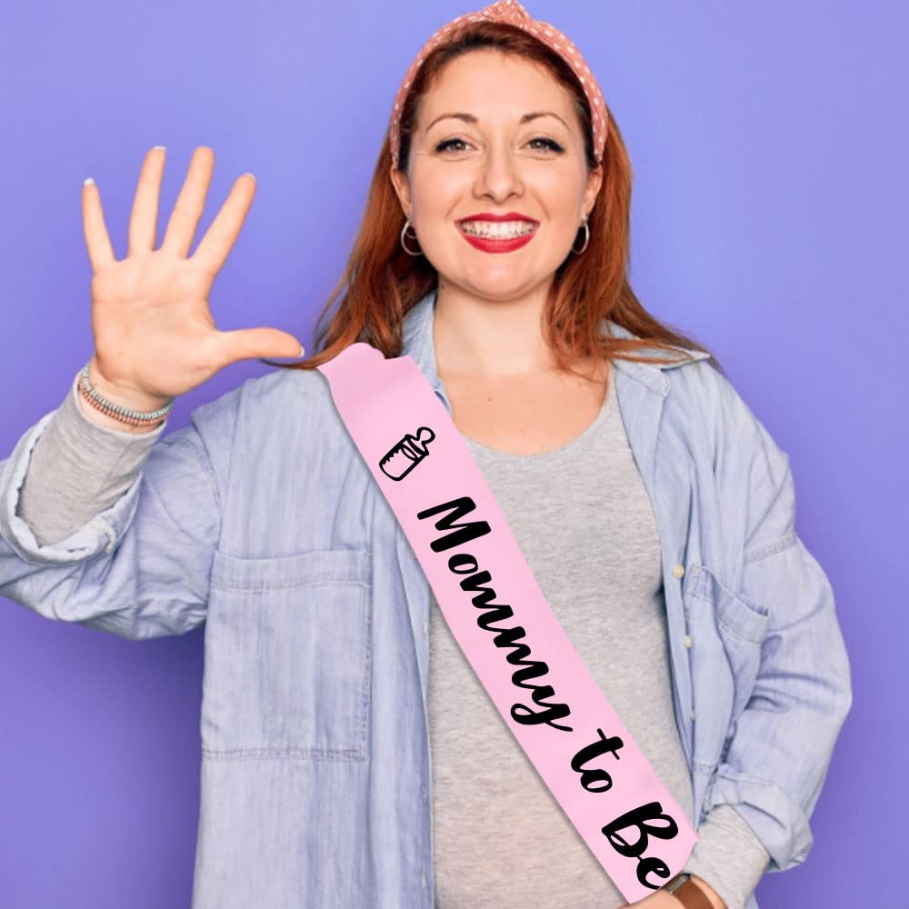 " Mommy to be " mommy to be sash for baby shower, Baby Shower Sash for Gril, pink sash - 'Mommy to Be' Sash With Beautiful PINK Ribbon and Black Foil Text - Ideal Gender Reveal, Baby Shower, Welcome