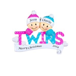 personalized baby's first christmas ornament 2022 - twins girl & boy christmas tree ornament - babys first customized keepsake-gifts for newborn-free personalization