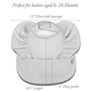 Bibtique Ruffle Smock Bibs For Babies 6-24 Months - Waterproof Food Catcher Bibs With Pocket - Mess Proof Baby Eating Bibs