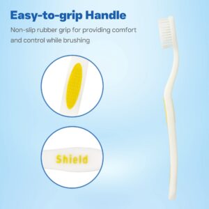 Shield Care Smokers Toothbrush with Hard Filaments, Elongated Neck Design, Removes Stains (Expert Care - Hard Bristles) - Adult Toothbrush – 4 Count (Pack of 1)