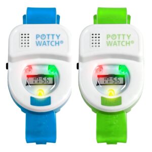 potty time: the original potty watch | water resistant, toilet training aid, warranty included. (30, 60 or 90 min automatic timers plays music & flashing lights for fun & gentle reminders)blue & green