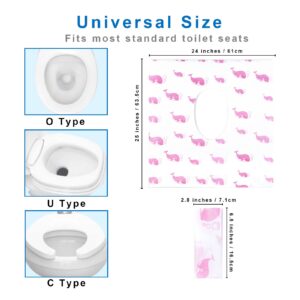 21 Pack Toilet Seat Covers Disposable, Extra Large Disposable Toilet Seat Covers for Adults, Individually Wrapped Potty Training Liners with Non-Slip Adhesives for Kids in Home, Restrooms&Travel -Pink