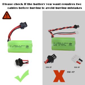 BTEDZSW Gel Blaster Battery 2 Pack 7.4V 1200mAh Li-ion Rechargerable Battery with SM-4P Plug and Charger Cable for Splatter Ball Gun