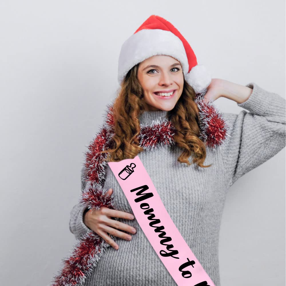 " Mommy to be " mommy to be sash for baby shower, Baby Shower Sash for Gril, pink sash - 'Mommy to Be' Sash With Beautiful PINK Ribbon and Black Foil Text - Ideal Gender Reveal, Baby Shower, Welcome